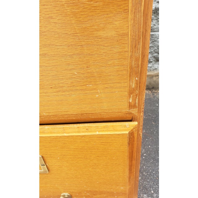 Two Drawer Oak Filing Cabinet With Lock and Keys | Chairish