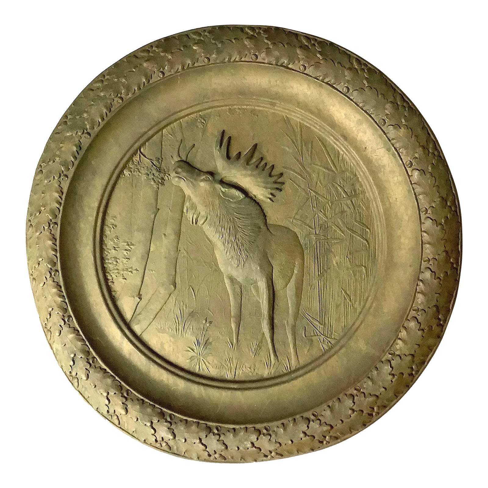 Circa 1950s Metal Embossed Moose Wall Plaque | Chairish