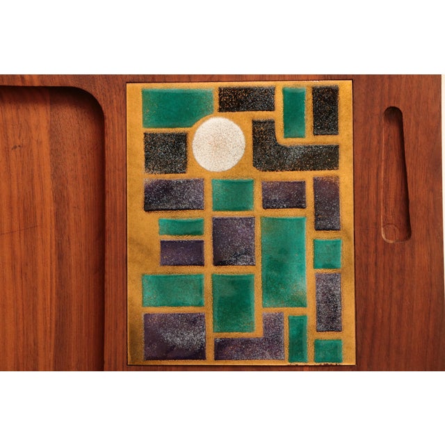 Walnut and Enameled Copper Cheese Board | Chairish