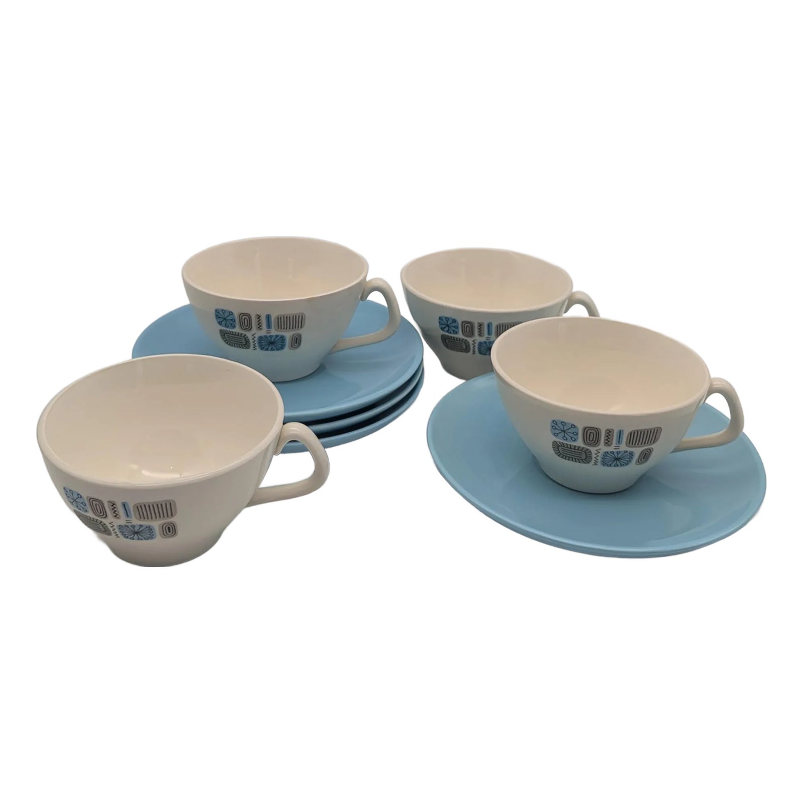 1960s Canonsburg Temporama Flat Cups and Saucers, Set of 4 | Chairish
