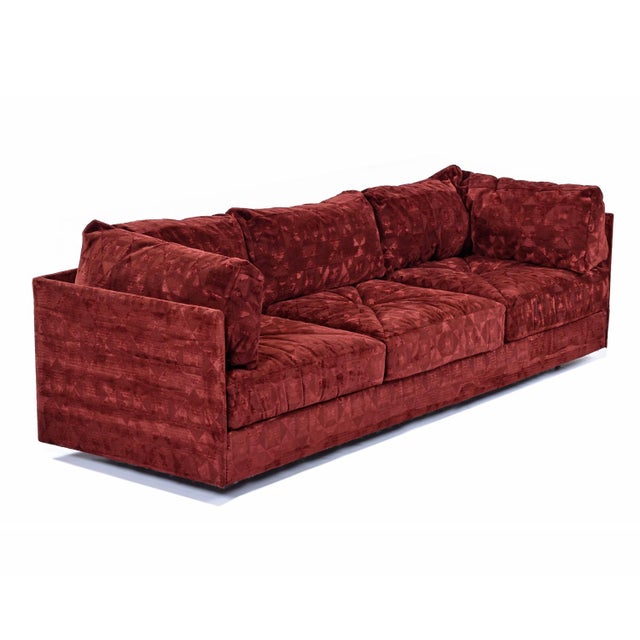 Vintage 1970s Aven Rich Burgundy Velvet Pit Group Modular Sectional ...