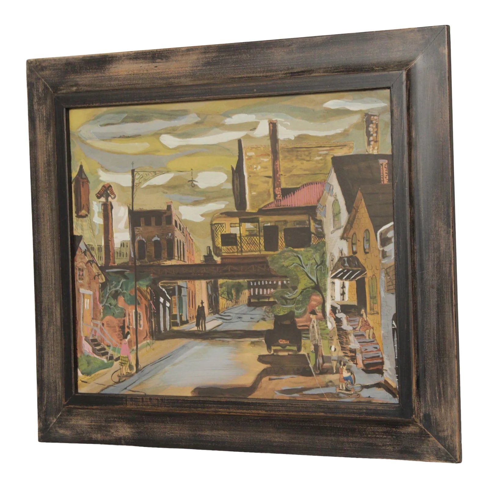 Frank Simon Herrmann Figurative Watercolor 'Under The L' | Chairish