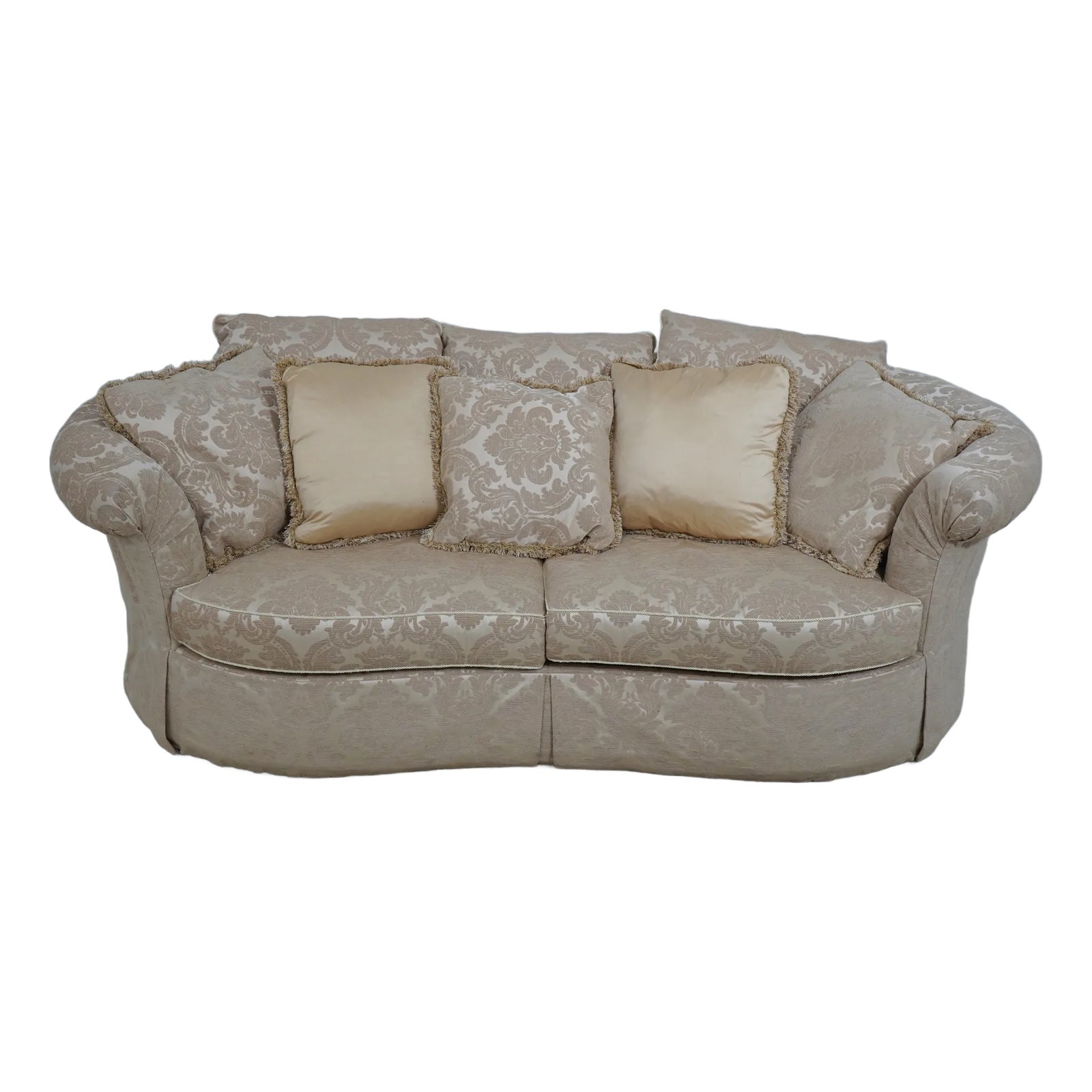 Bernhardt Upholstered Pillowback Crescent Sofa | Chairish