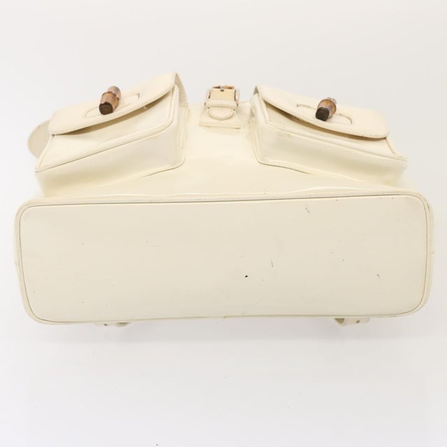Gucci Bamboo Backpack Patent Leather White 003 2058 0016 5 Auth 75834 ...