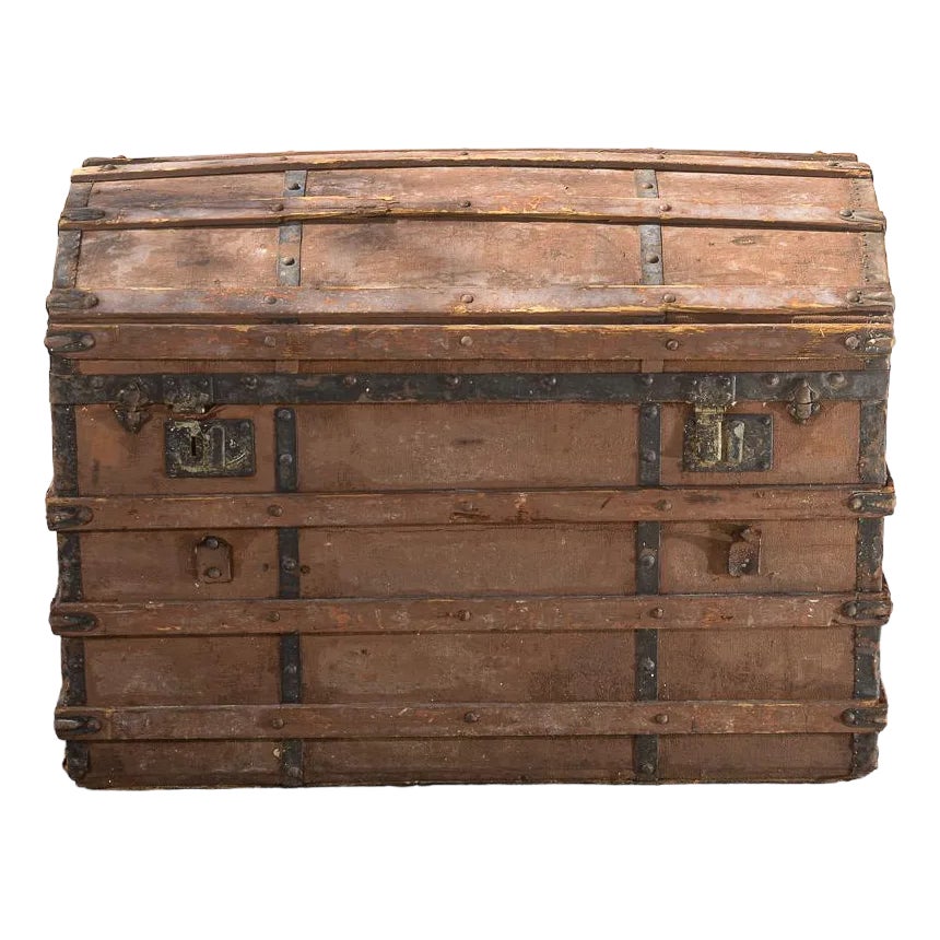 Brown Travel Trunk with Donkey Back Lid, Italy, Early 20th Century ...