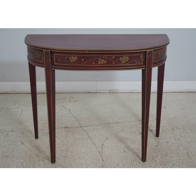 Red Chinoiserie Paint Decorated Console Hall Table | Chairish