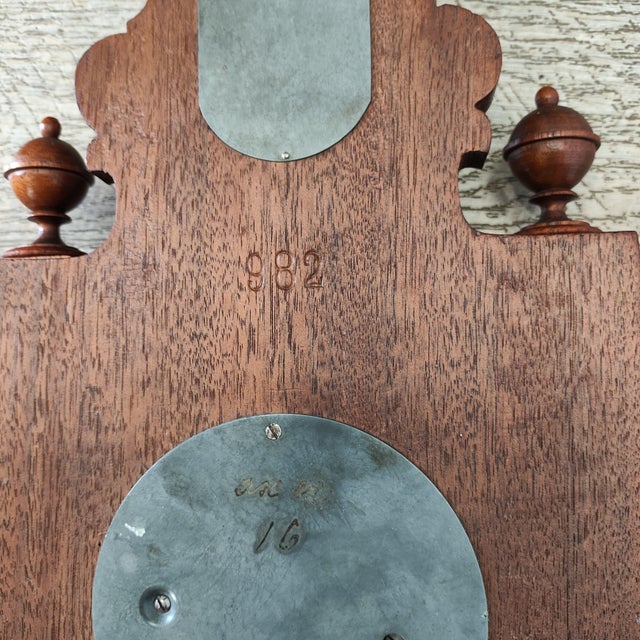 19th Century Antique Weather Station, Barometer, Thermometer Carved ...