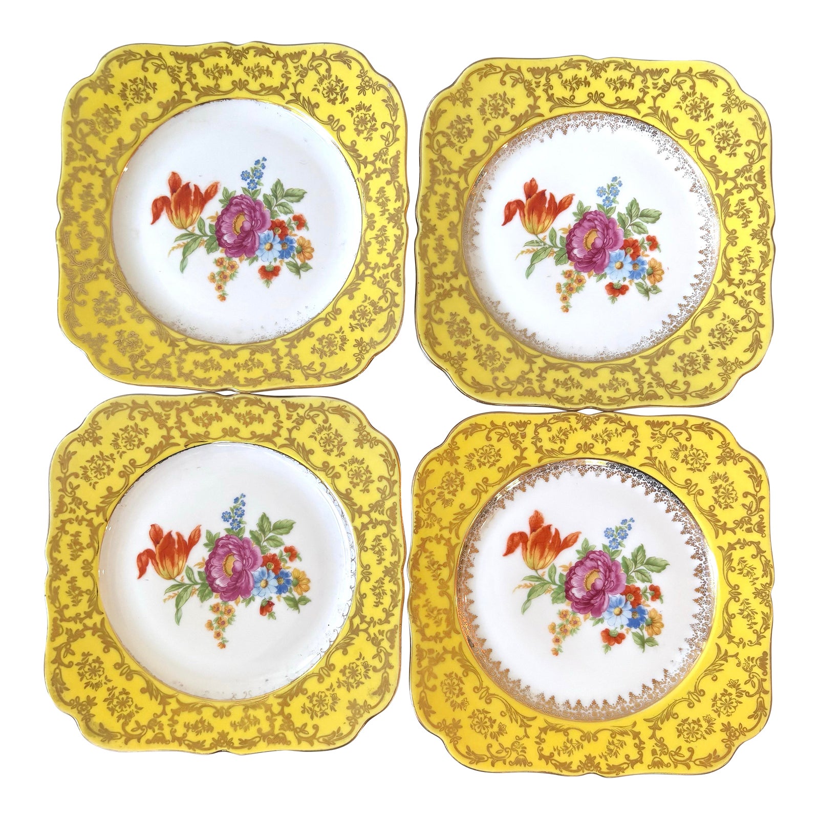Omeco Czechoslovakia Porcelain Hand, Painted Paint Plates | Chairish