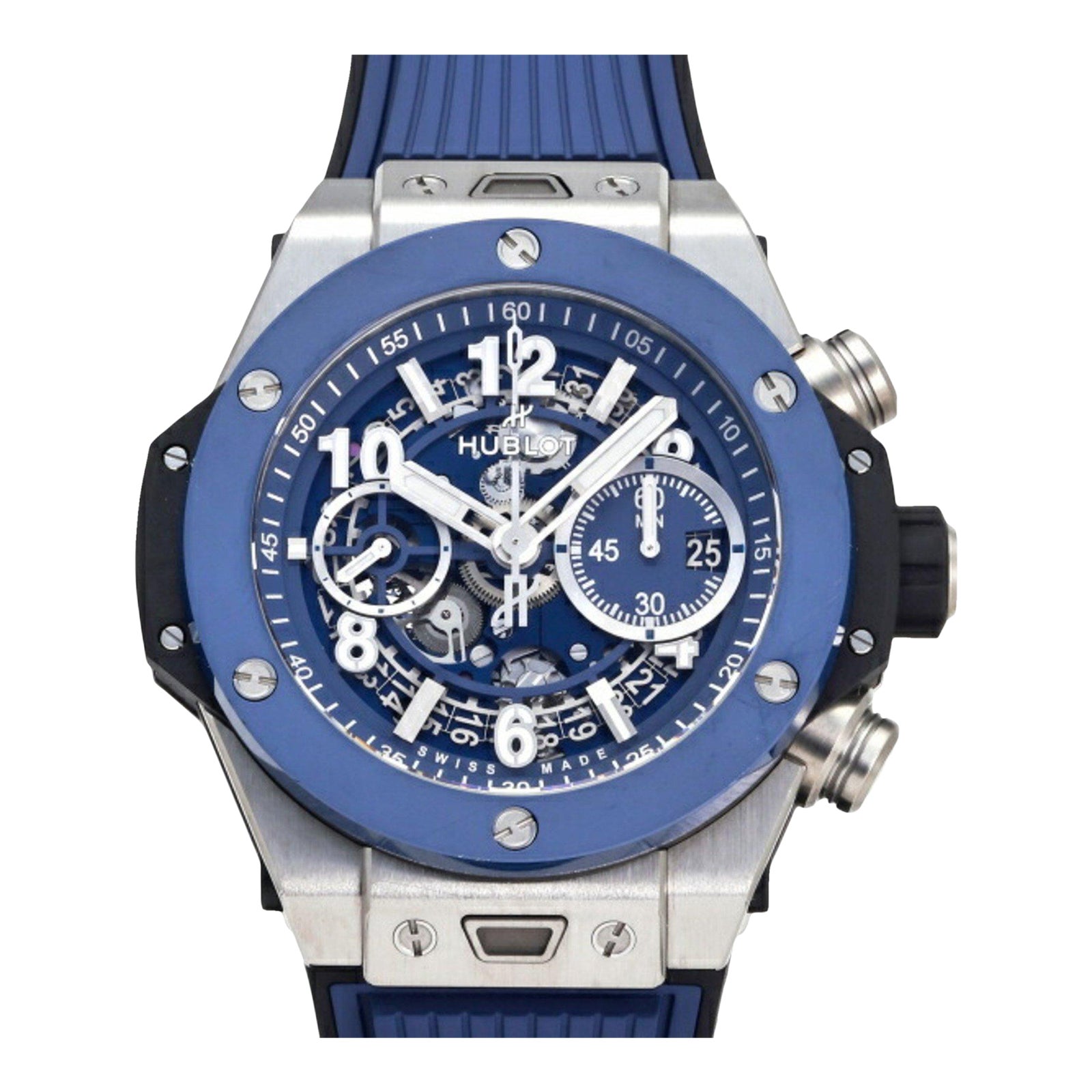Hublot Big Bang Unico Titanium Blue Ceramic 421.Nl.5170.Rx Silver Dial Watch Men's | Chairish