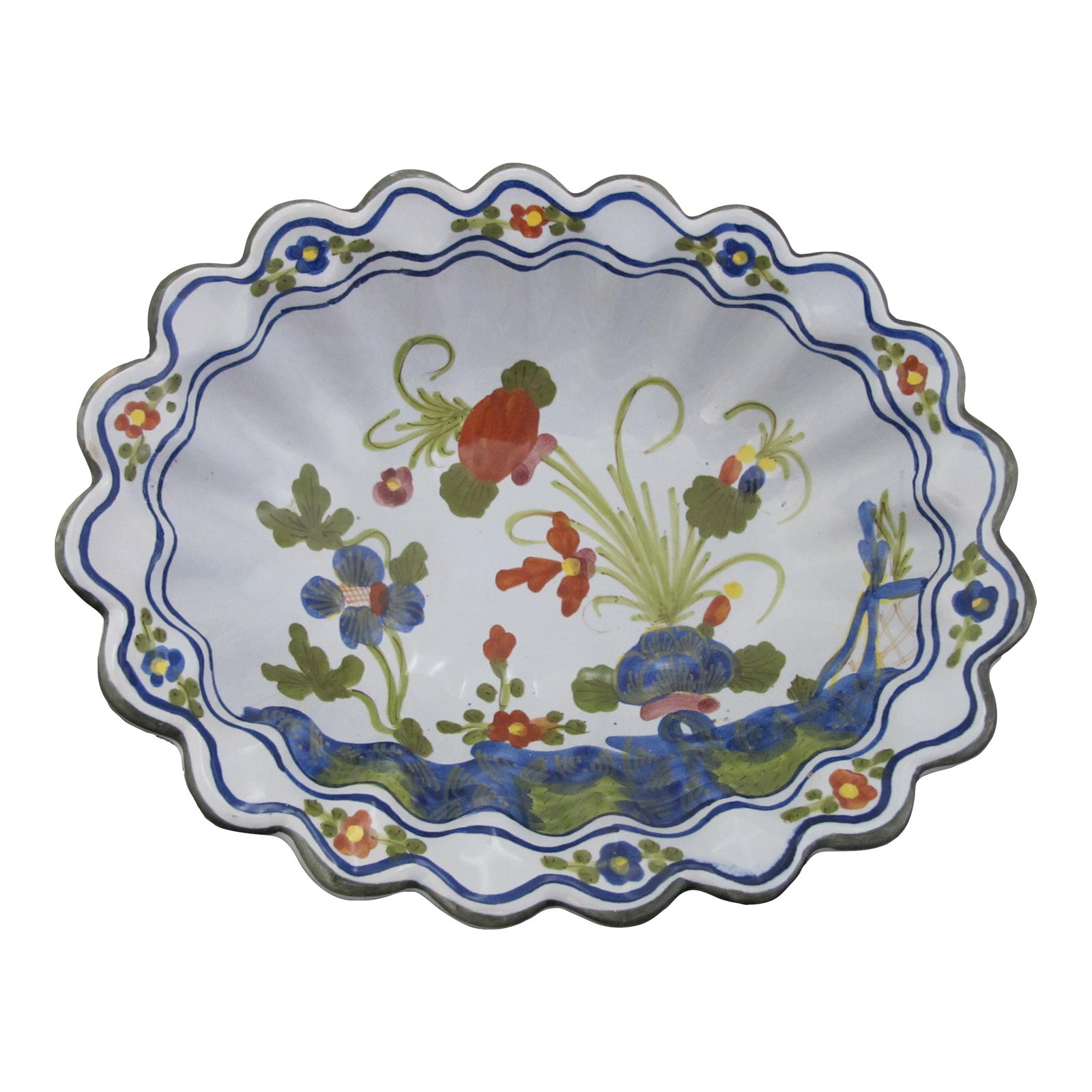 Amm Italy Garofano Majolica Oval Scallop Rim 10" Vegetable Serving ...