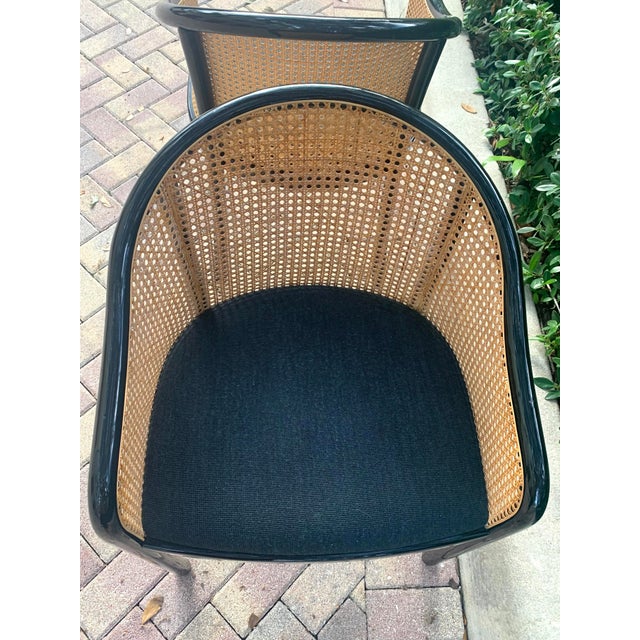 Ward Bennett Landmark Style Lounge Chairs in Wood and Cane, a Pair ...
