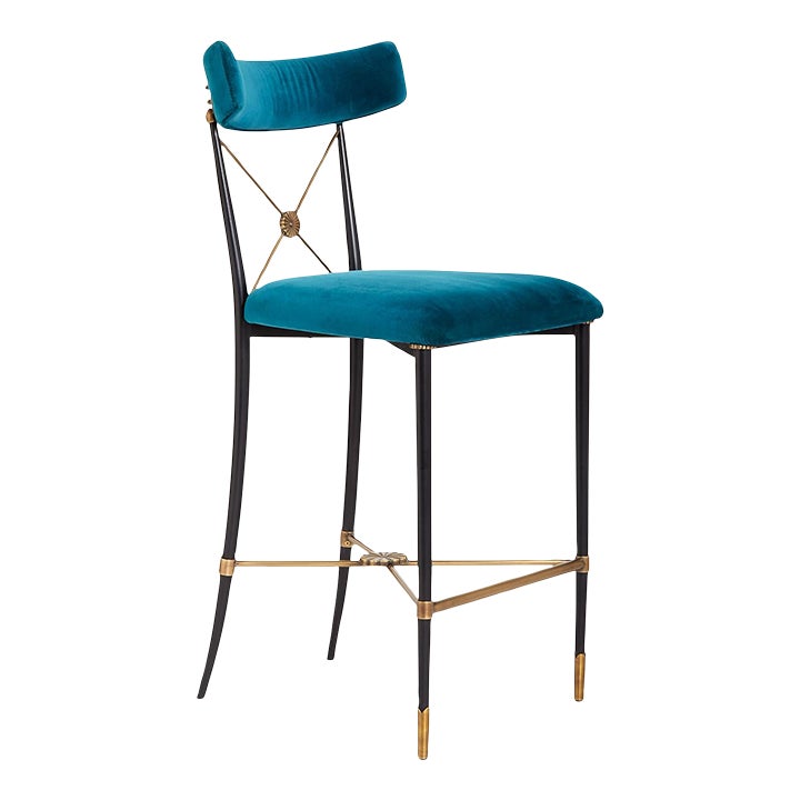 Jonathan Adler Rider Counter Stool, Rialto Peacock | Chairish