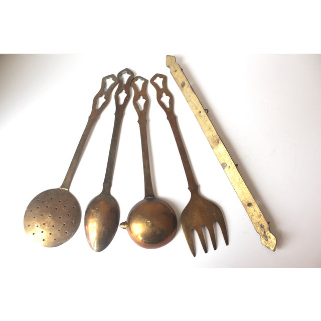 1970s Vintage Brass Utensil Set With Hanger Large Utensils for Cooking ...
