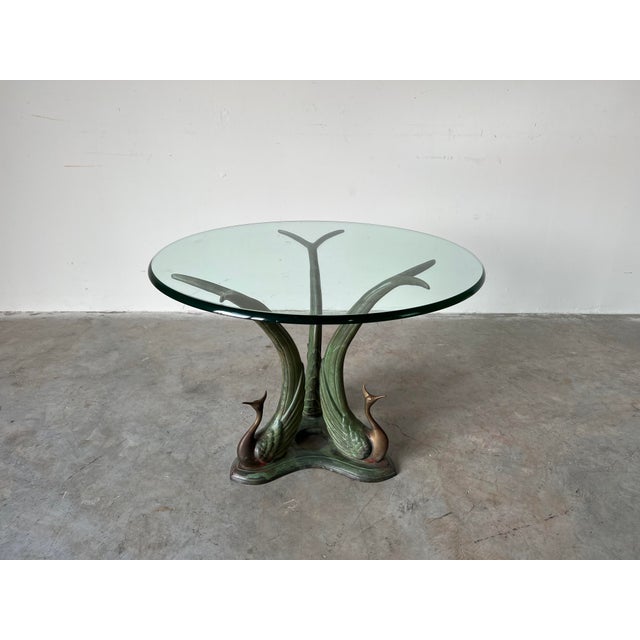 Vintage Hollywood Regency Style Brass Peacock Side Table | Chairish