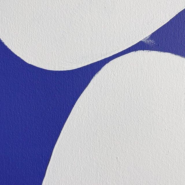 Mark Humphreys Original Blue and White Circles Acrylic on Canvas | Chairish