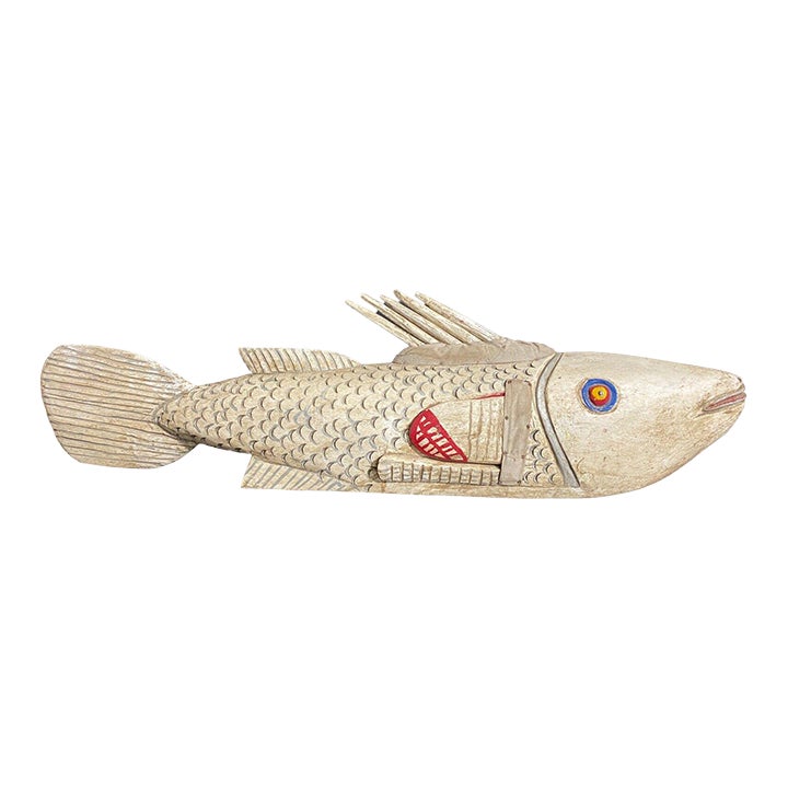 Vintage African Wooden Fish Bozo Tribe Mali 39" W | Chairish