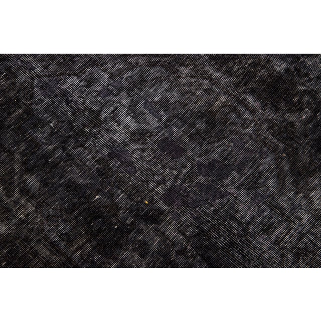 Vintage Overdyed Handmade Charcoal Wool Rug | Chairish
