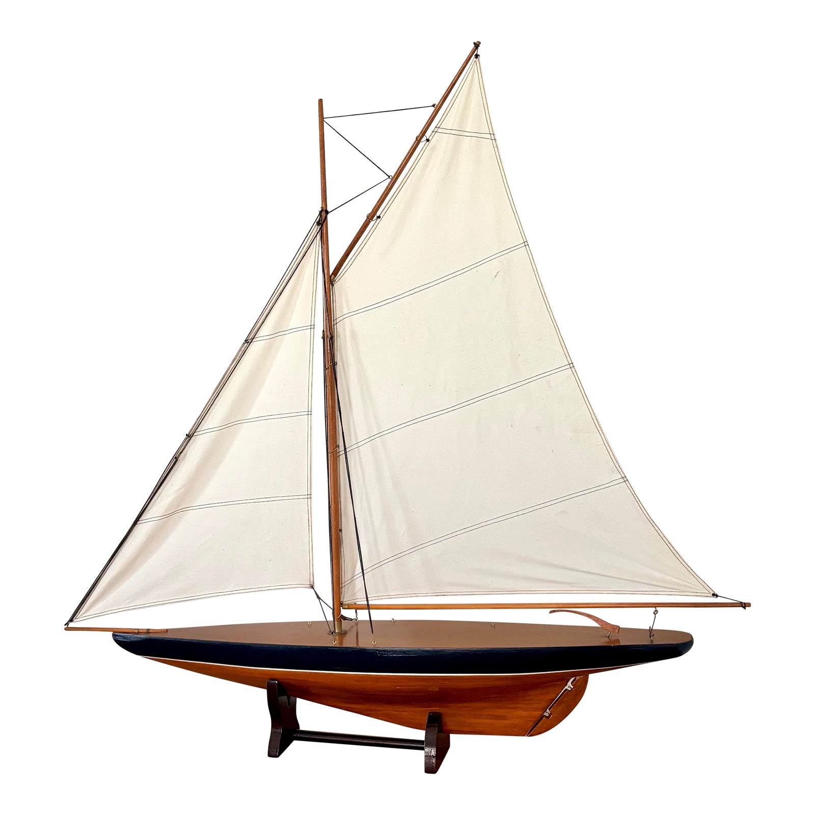 Vintage Coastal Scale Model of Sail Boat | Chairish