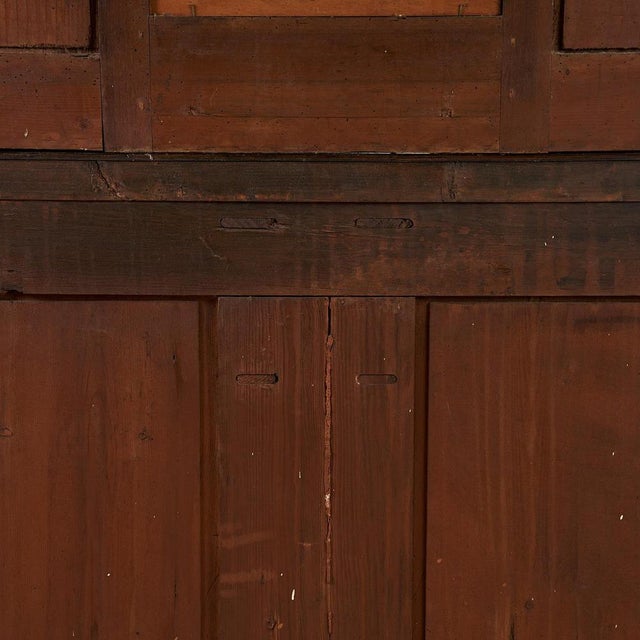 Vintage Wooden Cabinet with Ground Glass | Chairish