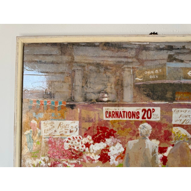 70's Edna Glaubman (1919-1986) Flower Market Oil Painting, Signed ...