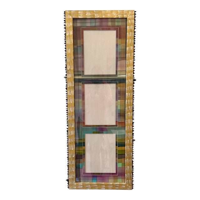 Late 20th Century Folk Art Hand Painted Triple Picture Frame | Chairish