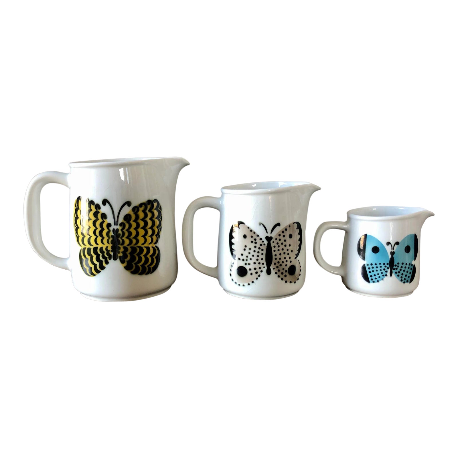 Mid Century Arabia Finland Butterfly Pitchers- Set of 3 | Chairish