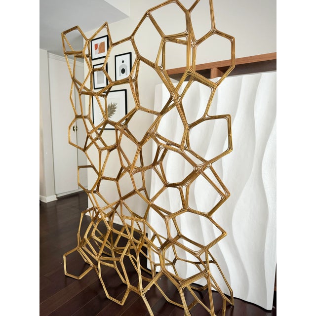 Geometric Sculptural Made Goods Efrain Honeycomb Room Divider in Aged ...