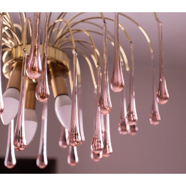 Lady Wendy Pink Drops Murano Chandelier, 1970s | Chairish