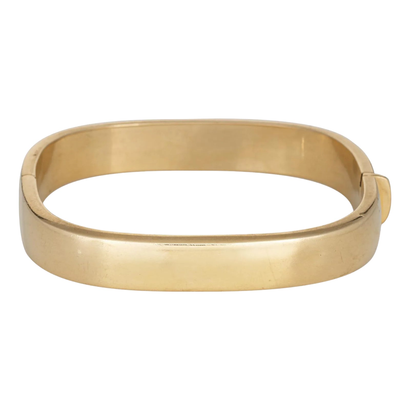 1980s Vintage Square Bangle Bracelet 10mm Wide 14k Yellow Gold Estate ...
