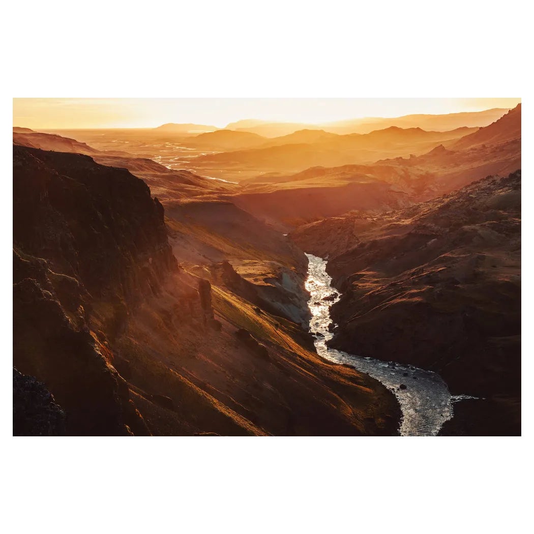 Iceland Valley With Golden Light and Mountain Silhouettes by Artur ...