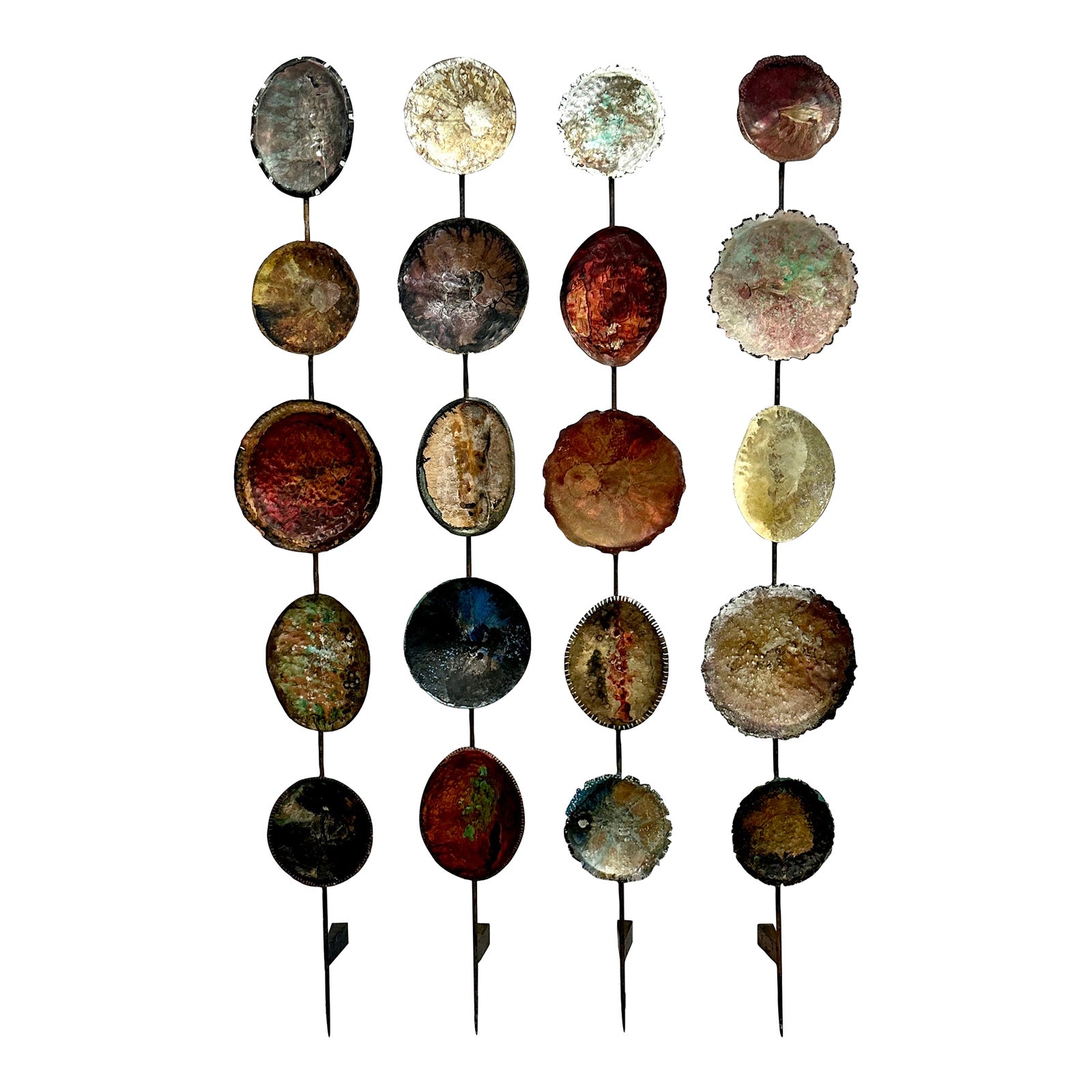 Series of 4 Modern Abstract Baked Enamel on Copper Sculptures Signed ...