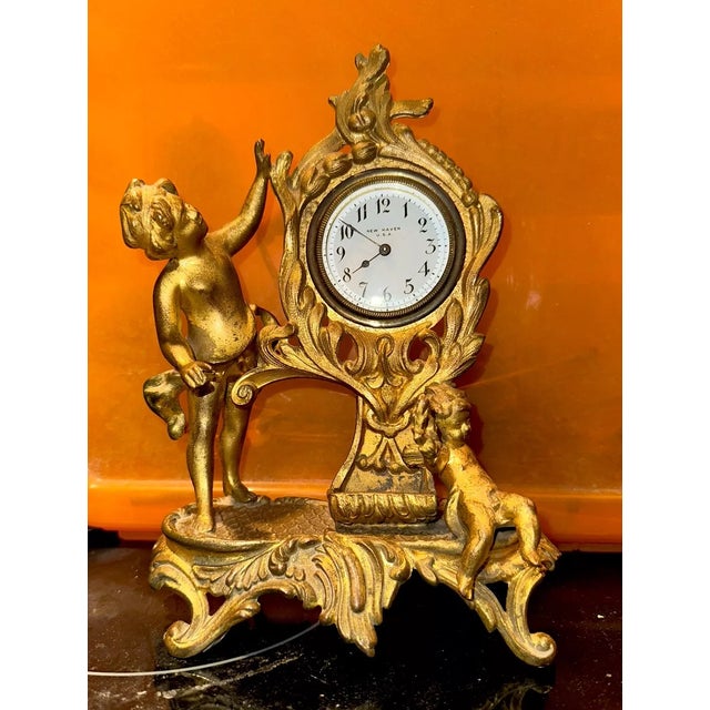 19th Century Figural Victorian Desk Clock by New Haven | Chairish