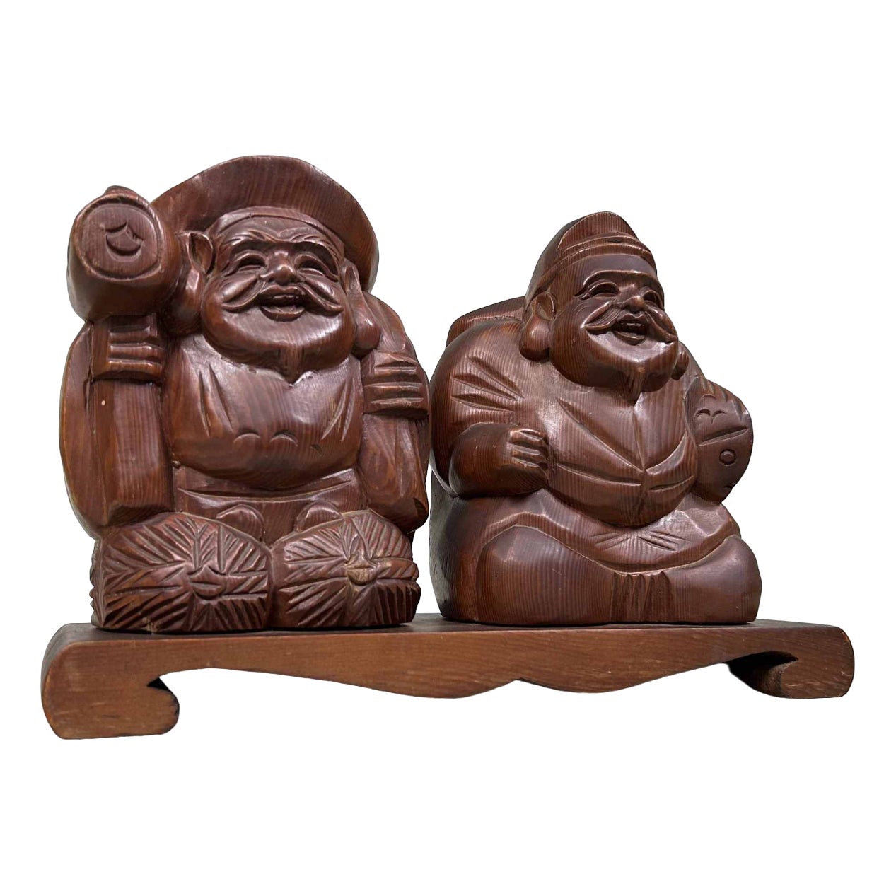Wooden Deity Statue of Ebisu and Daikoku, Japan, 1950s | Chairish