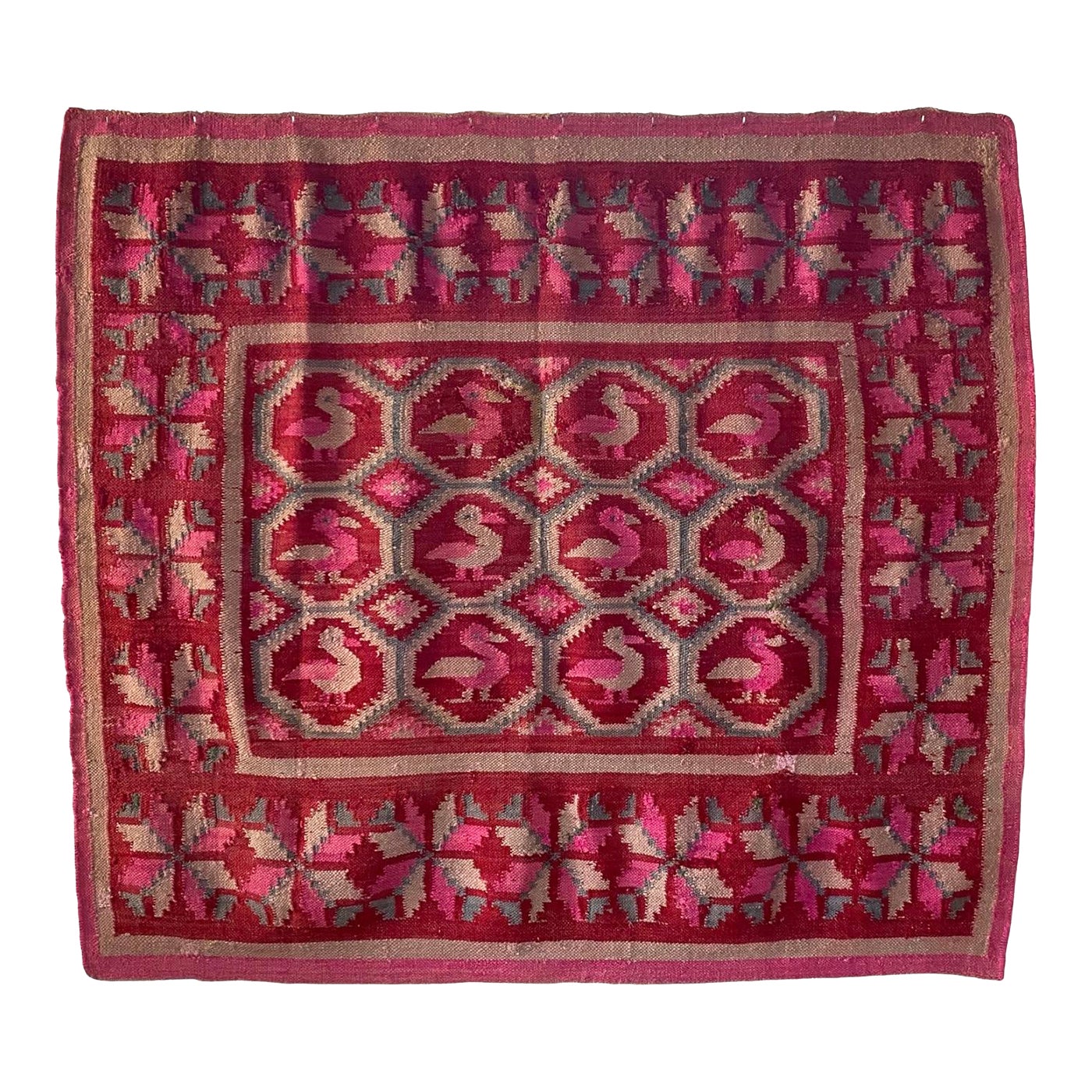 Mid-20th Century Vintage Peruvian Andean Folk Art Textile With Stylized ...