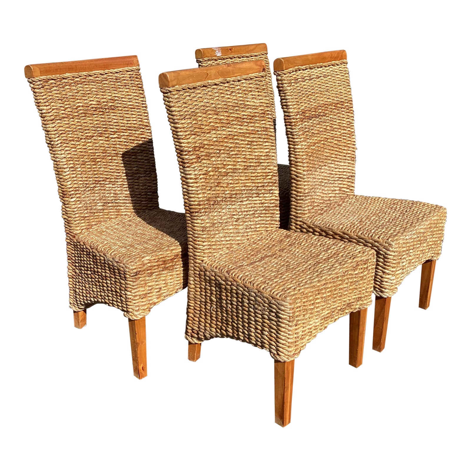 Set of 4 French Vintage Banana Leaf Dining Chairs | Chairish