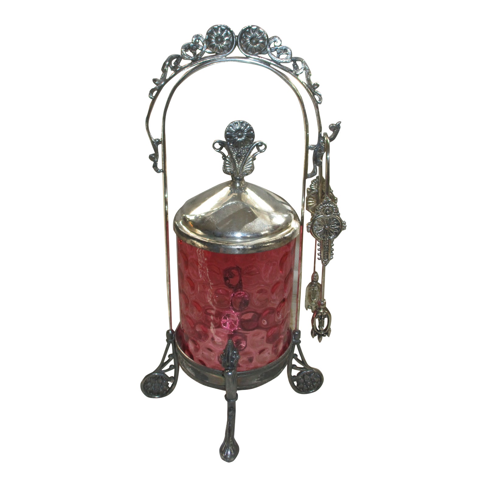 Antique Victorian Meriden Ornate Silverplate Cranberry Pickle Caster ...