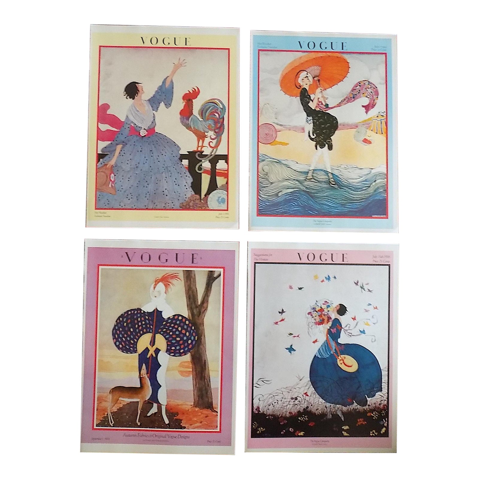 Vintage Folio Size Vogue Poster Lithographs - Set of 4 - 11" X 15 ...
