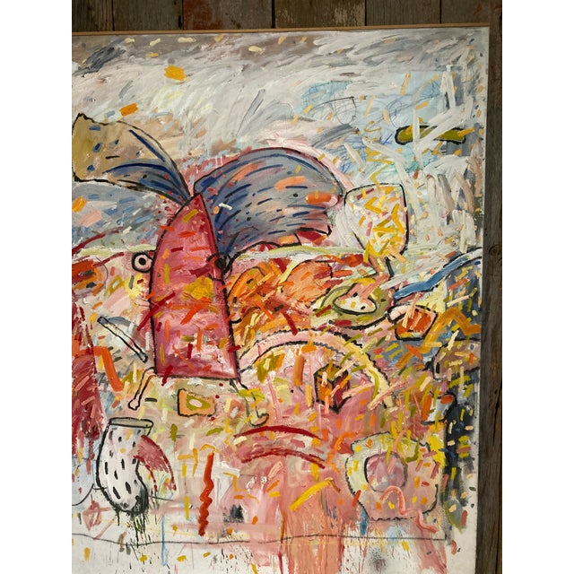 1980s Abstract Postmodern Oil Painting on Canvas by David Miller | Chairish