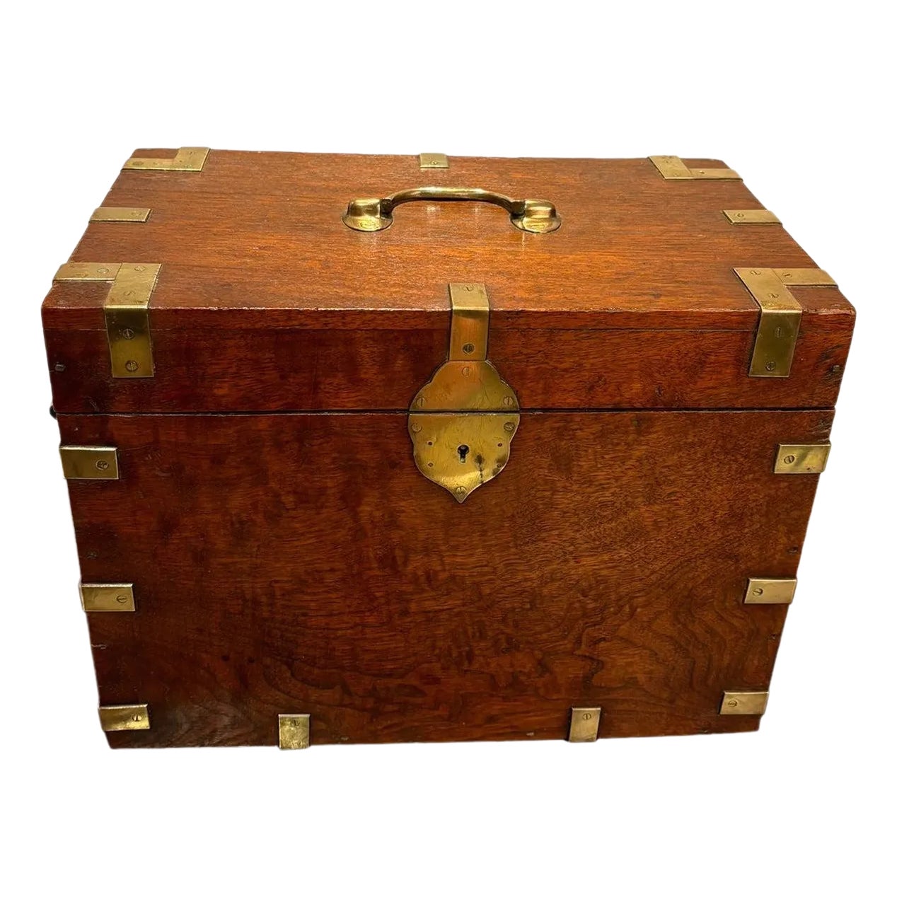 19th Century English Mahogany and Brass Campaign Chest, Small Scale ...