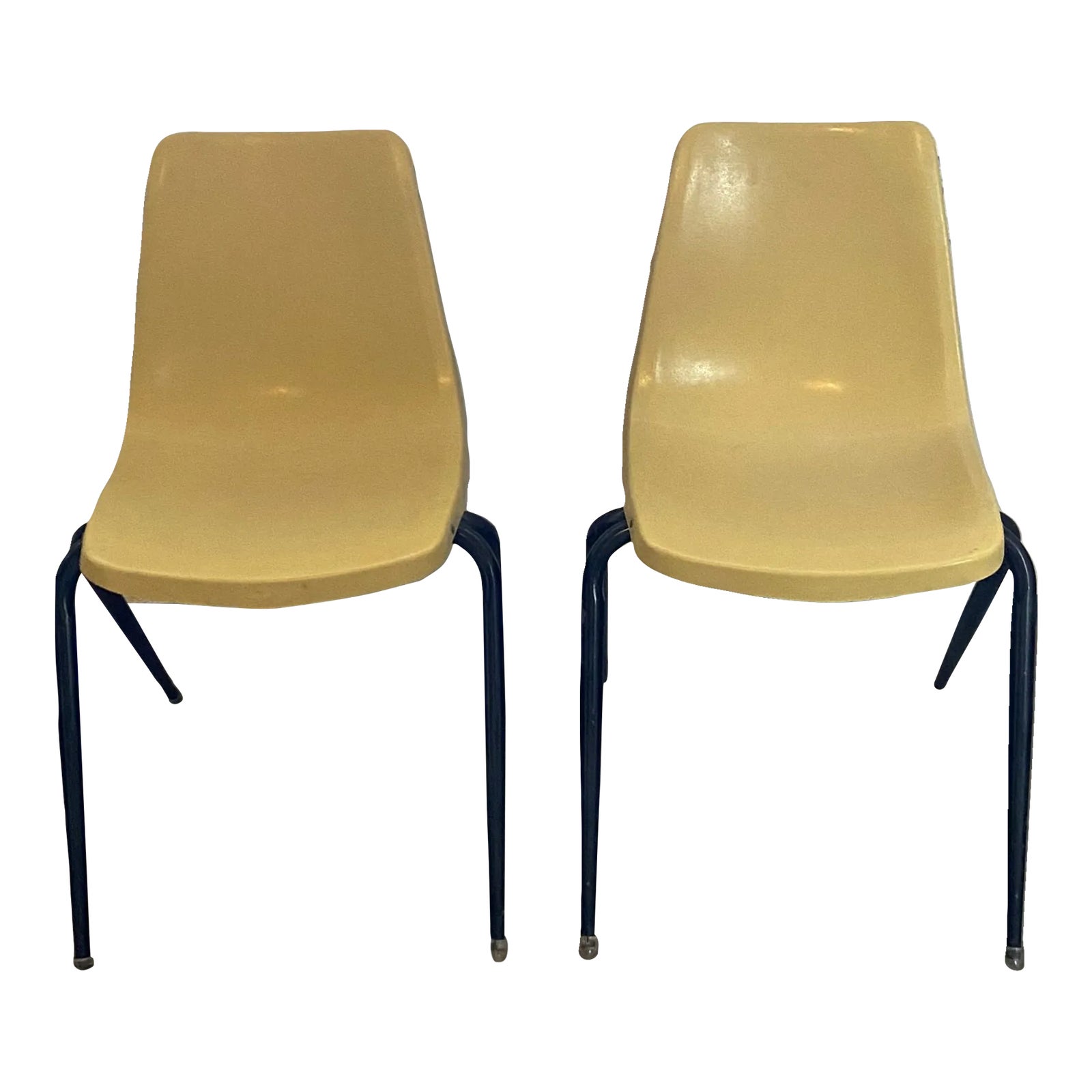 1980s Vintage Astro Compact Stackable Yellow School Chairs - Set of 2 ...