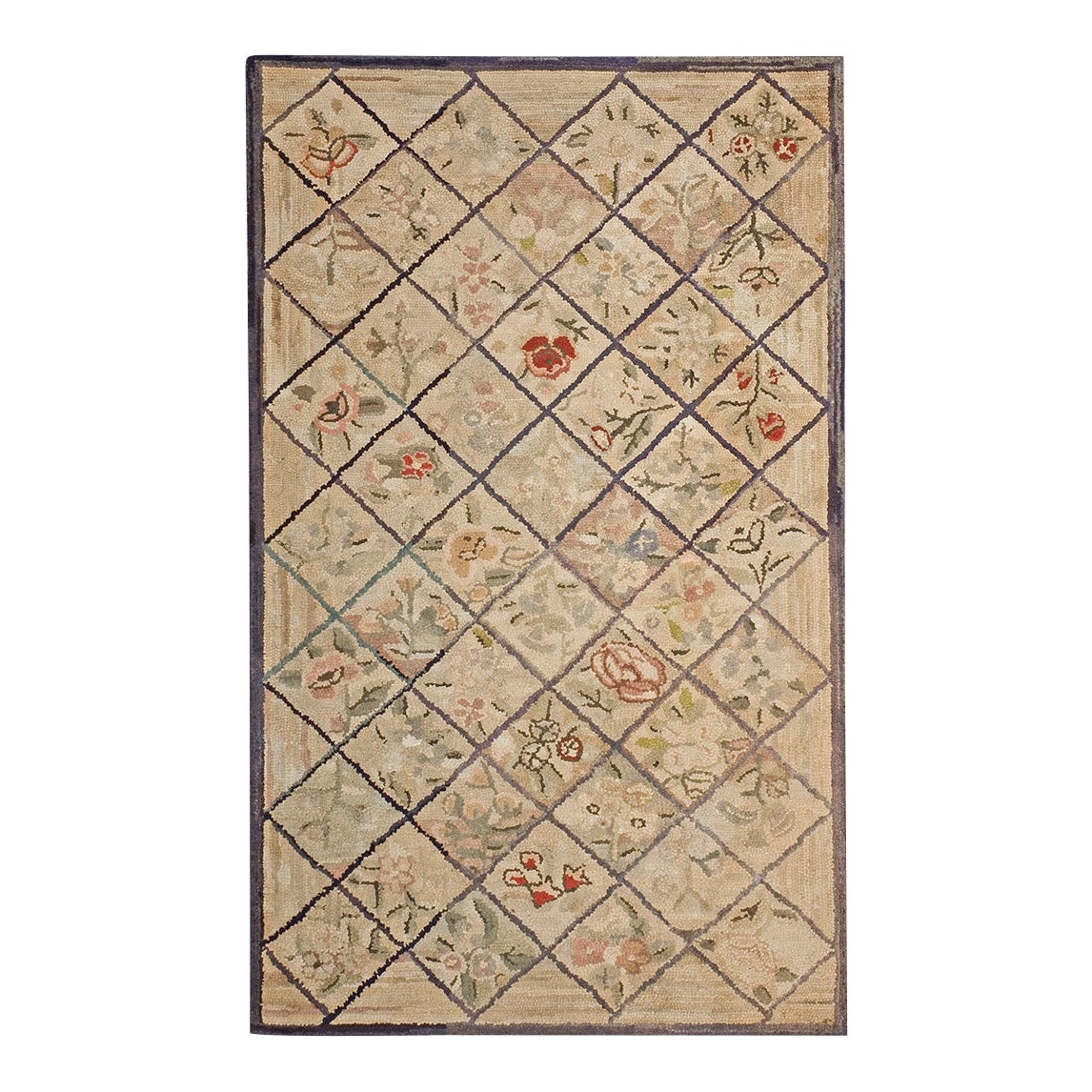 Vintage American Hooked Rug 3'0" X 5'0" | Chairish
