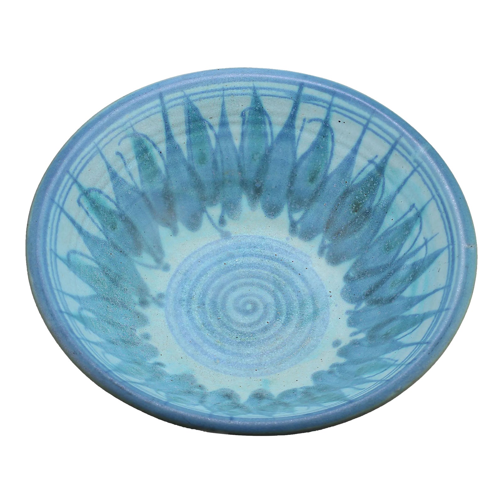 Mid 20th Century Jt Abernathy Distinctive Blue Glaze Bowl | Chairish