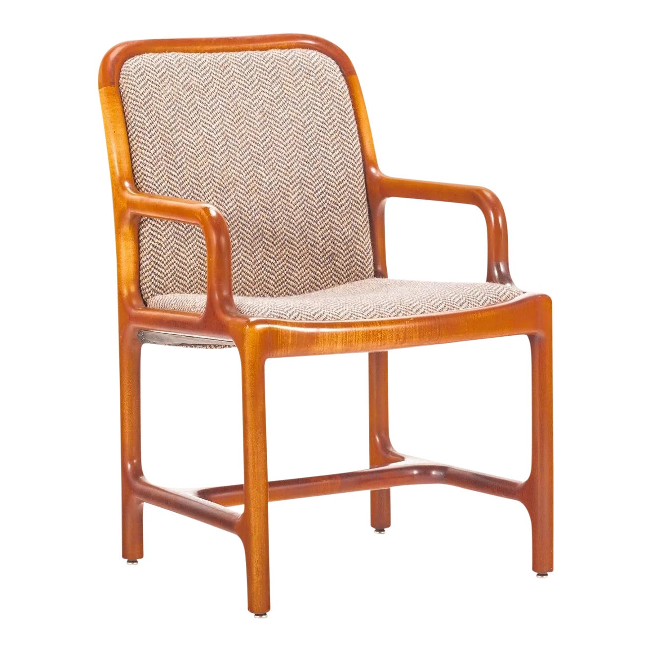 Single Mid Century Modern Pretzel Chair in Oak and Original Tweed, USA ...