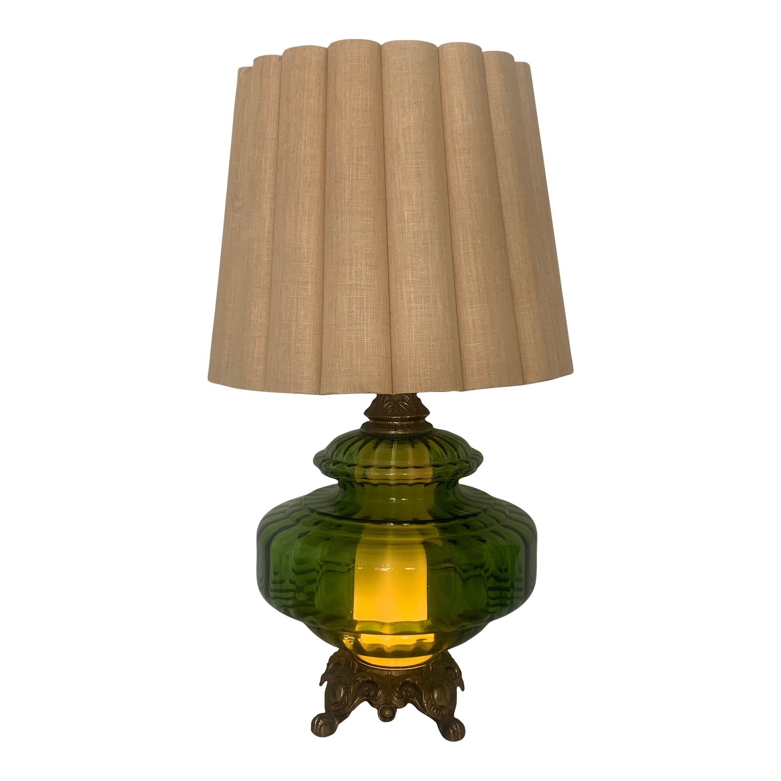 1960’s Olive Green Dual Light Source Table Lamp | Chairish