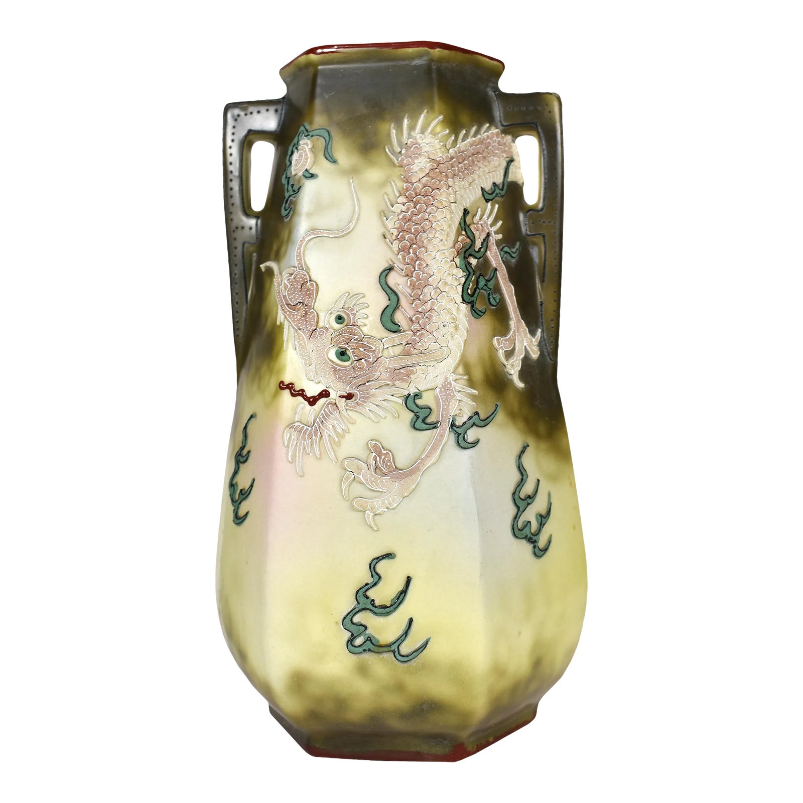 Vintage Tall Hand Painted Japanese Hand Painted Moriage Dragonware Vase ...