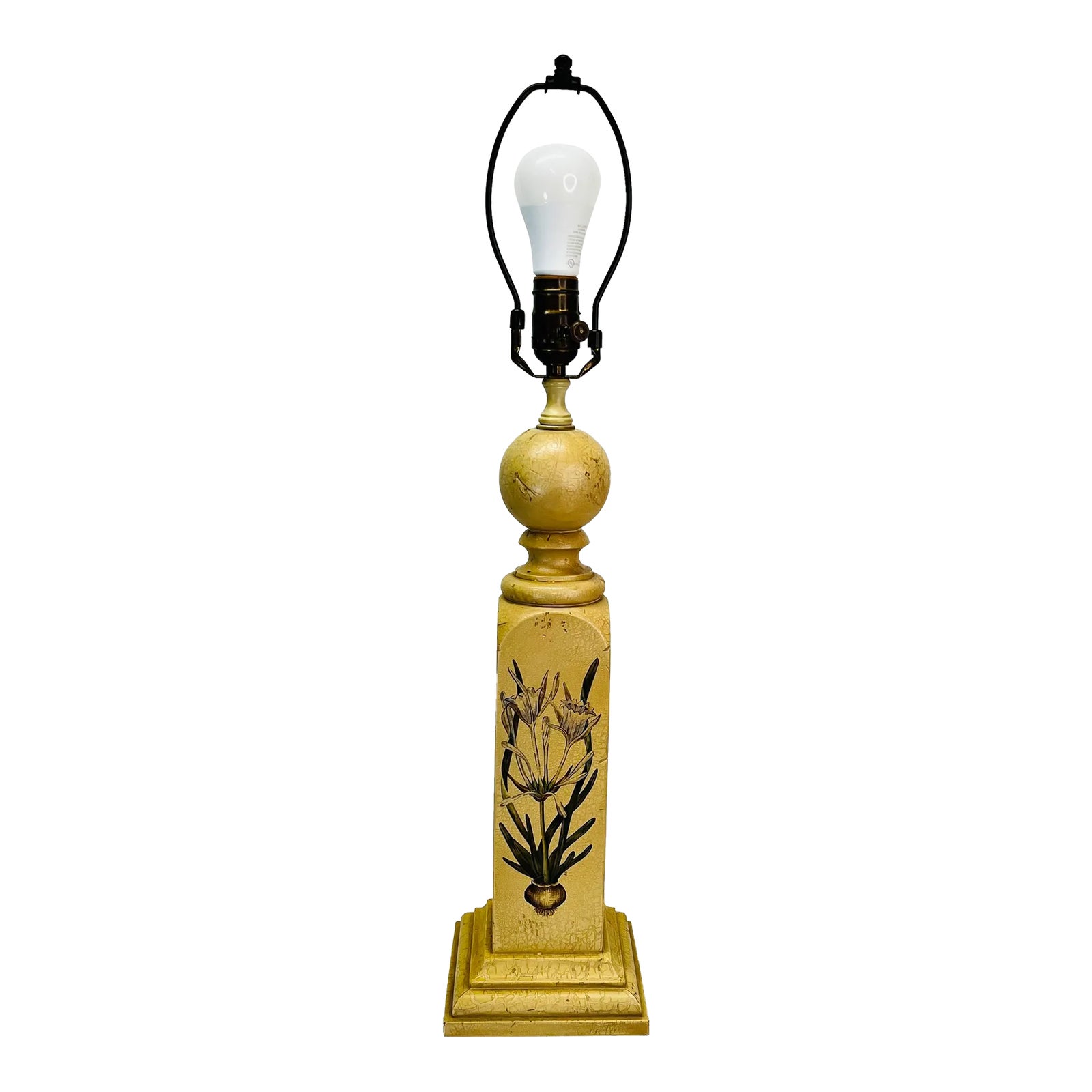 Wildwood Botanical Design Wood Column Table Lamp | Chairish