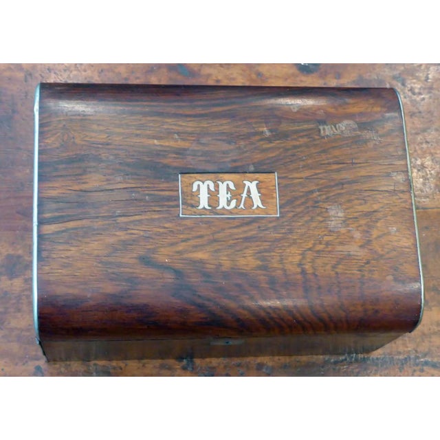 19th Century English Traditional Rosewood Tea Box With Brass Inlay ...