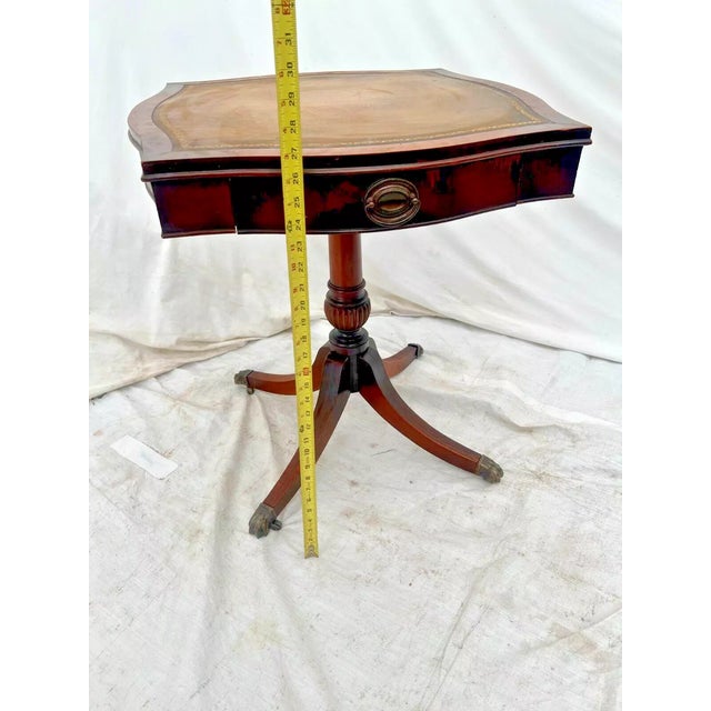 1940s Vintage Card Table, Drawer, Pedestal Base, Caster Wheels Mahogany ...