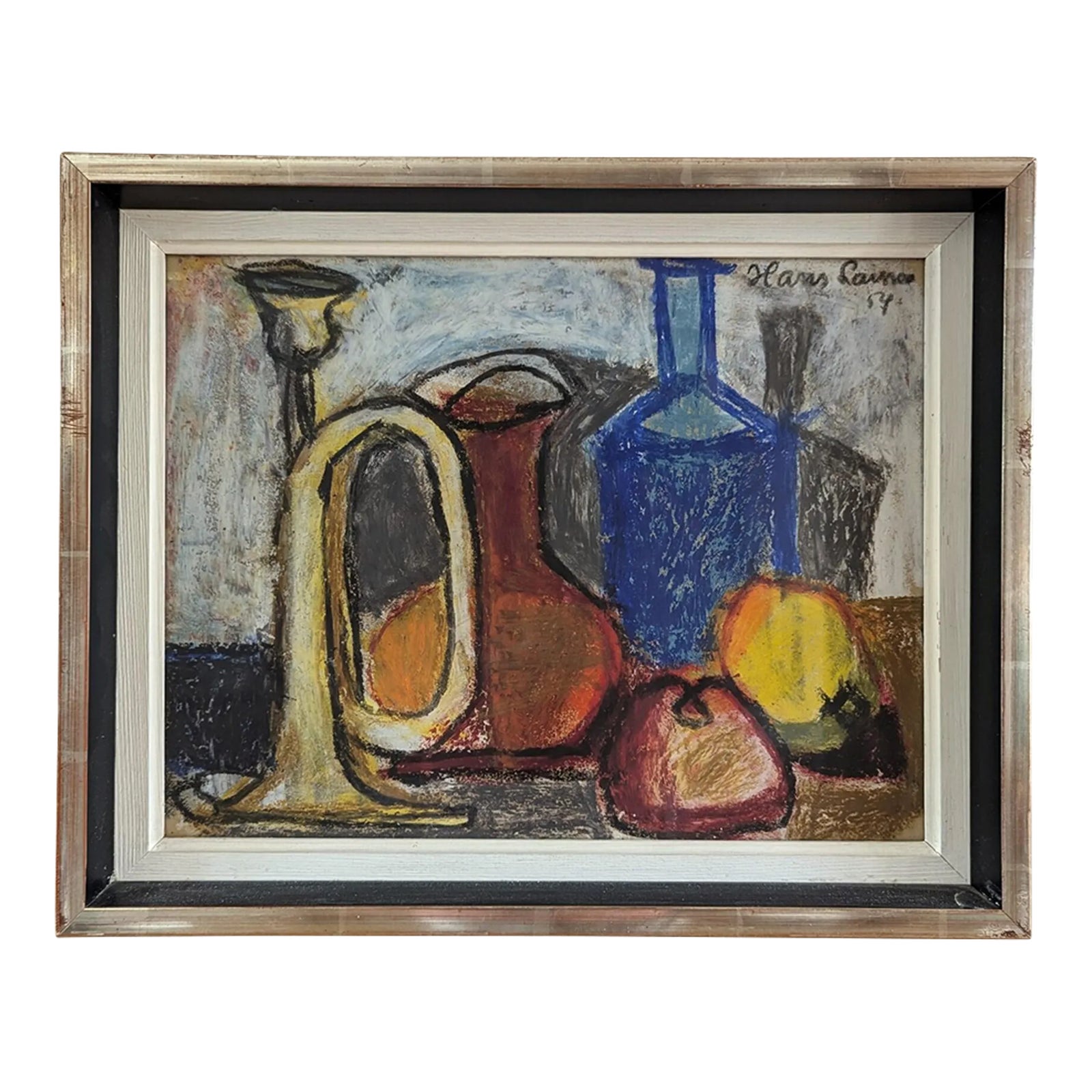 1954 Mid-Century Modern "Still Life in Pastel" Vintage Expressive Still ...