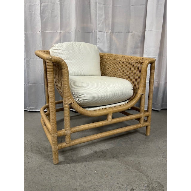 20th Century Jay Spectre Wicker Basket Chair for Century | Chairish